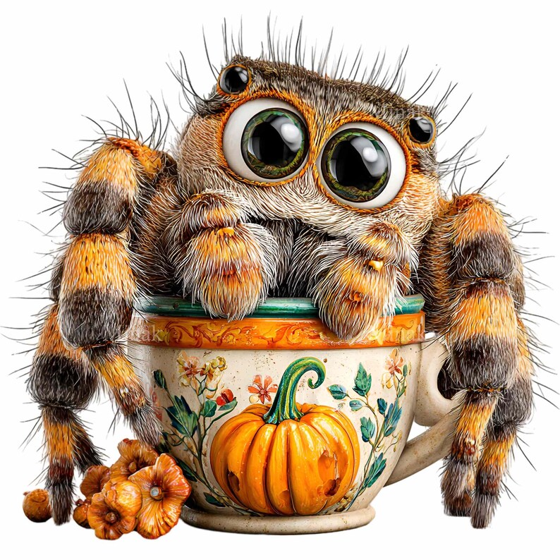 15 PNG Funny Spider Clipart – Autumn Bug in Colorful Mug PNG – Fall ...