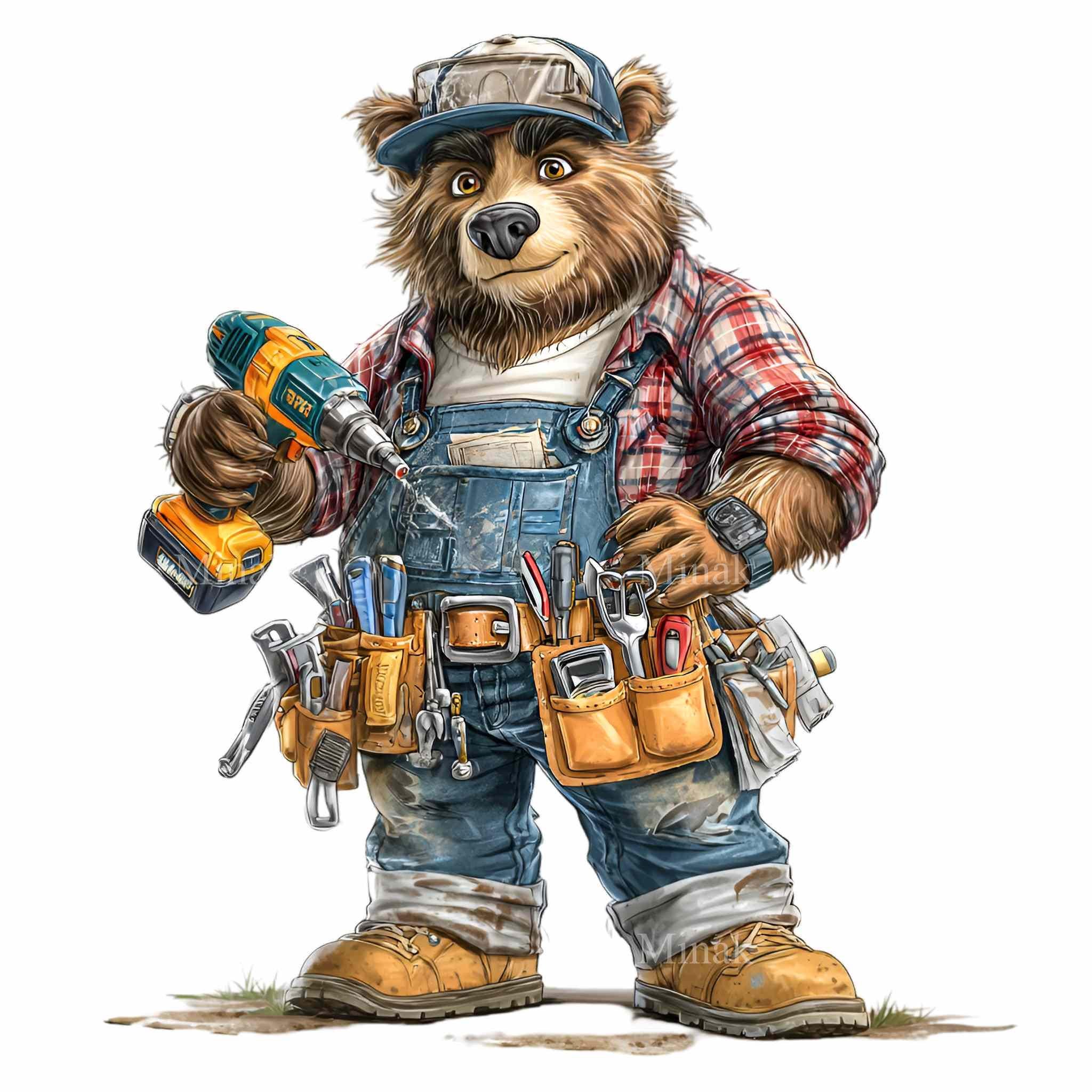 16 PNG Handyman Bear Clipart, Construction Worker Sublimation, Grizzly ...