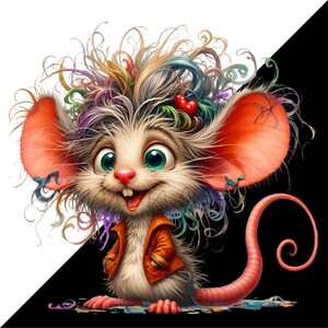 Funny Mouse Fluffy Hair, 10 PNG Crazy Quirky Animal Cartoon ...