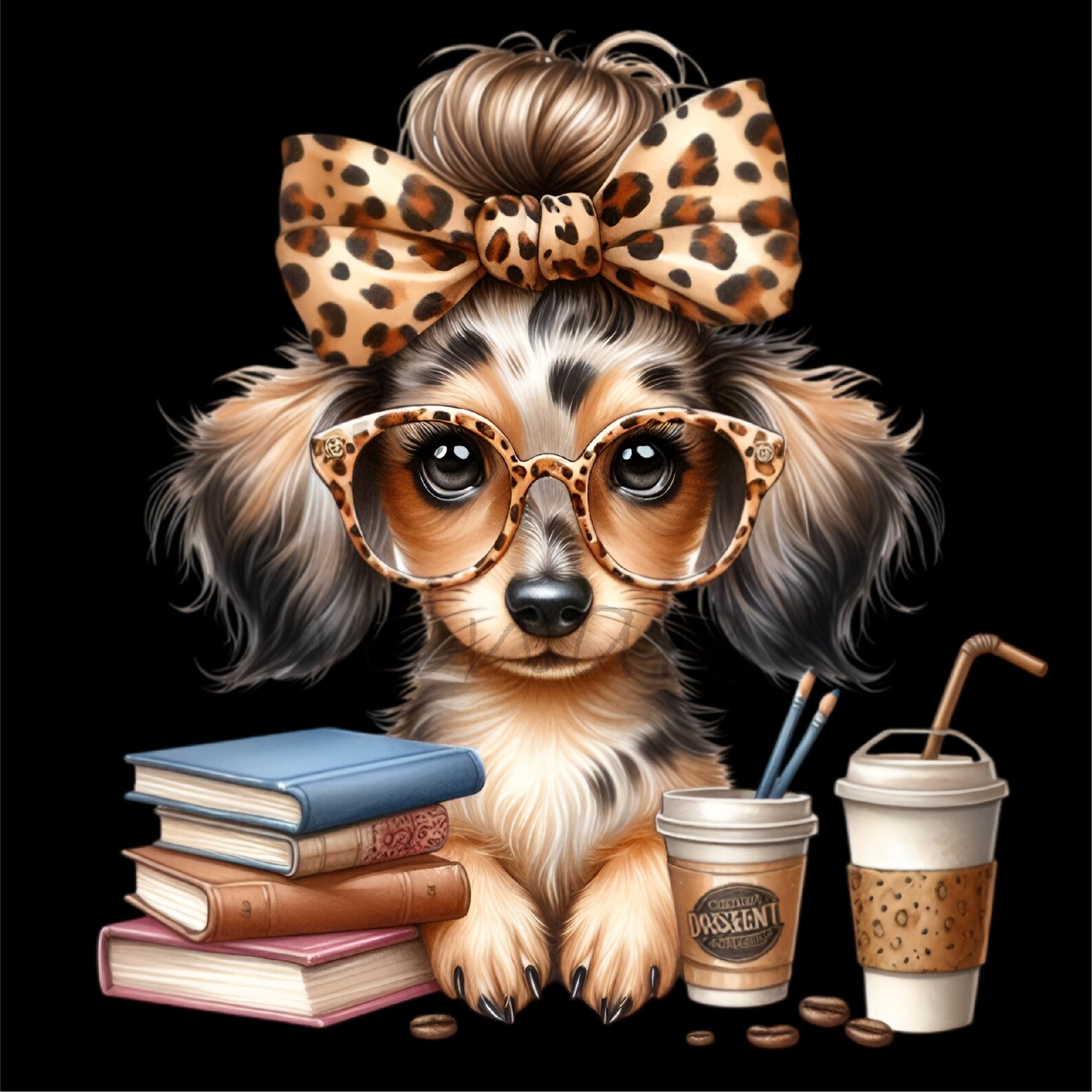 15 PNG Teacher Dachshund Clipart – Leopard Glasses Dog Illustration ...