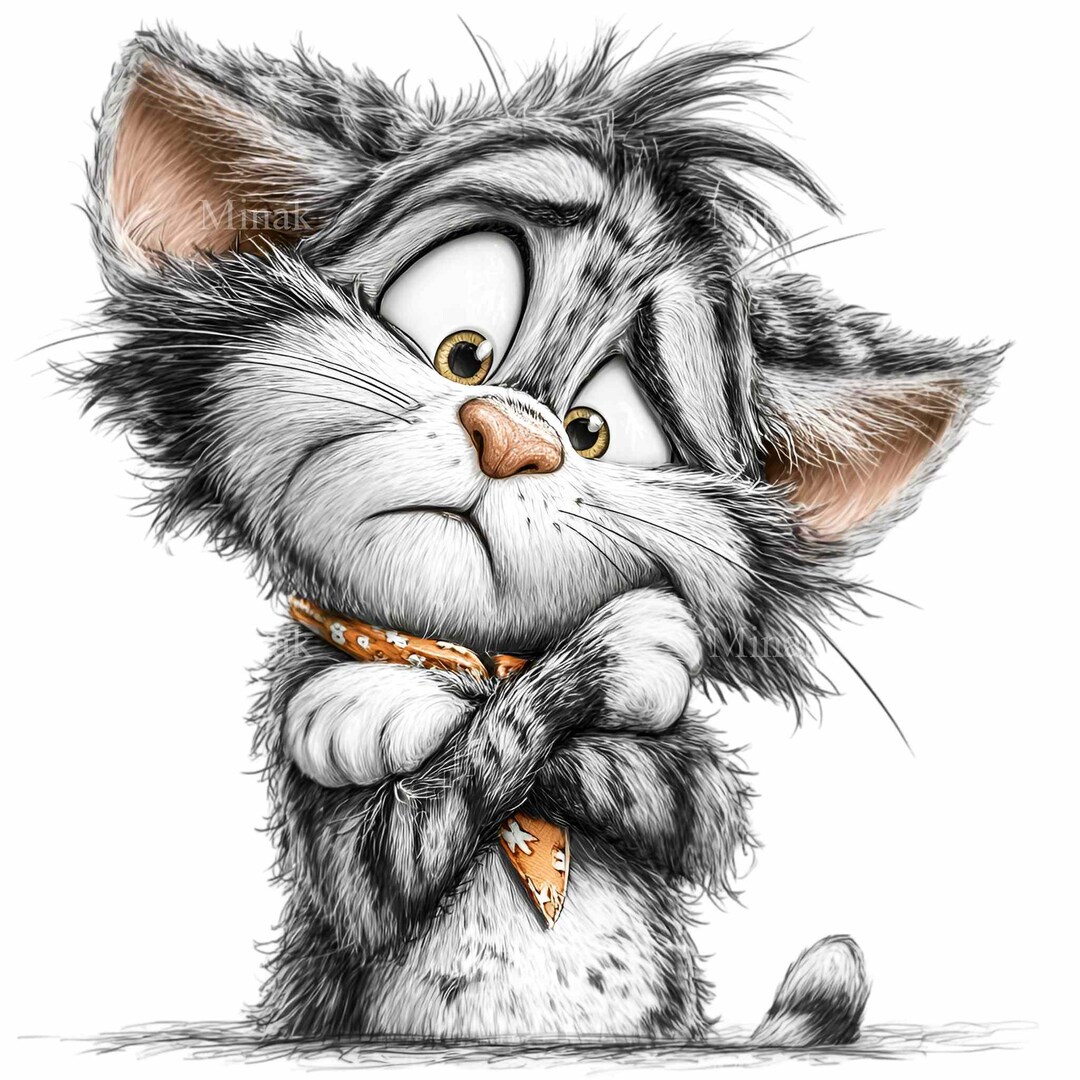 15 PNG Funny Sad Cat PNG – Expressive Animal Clipart – Printable Card ...