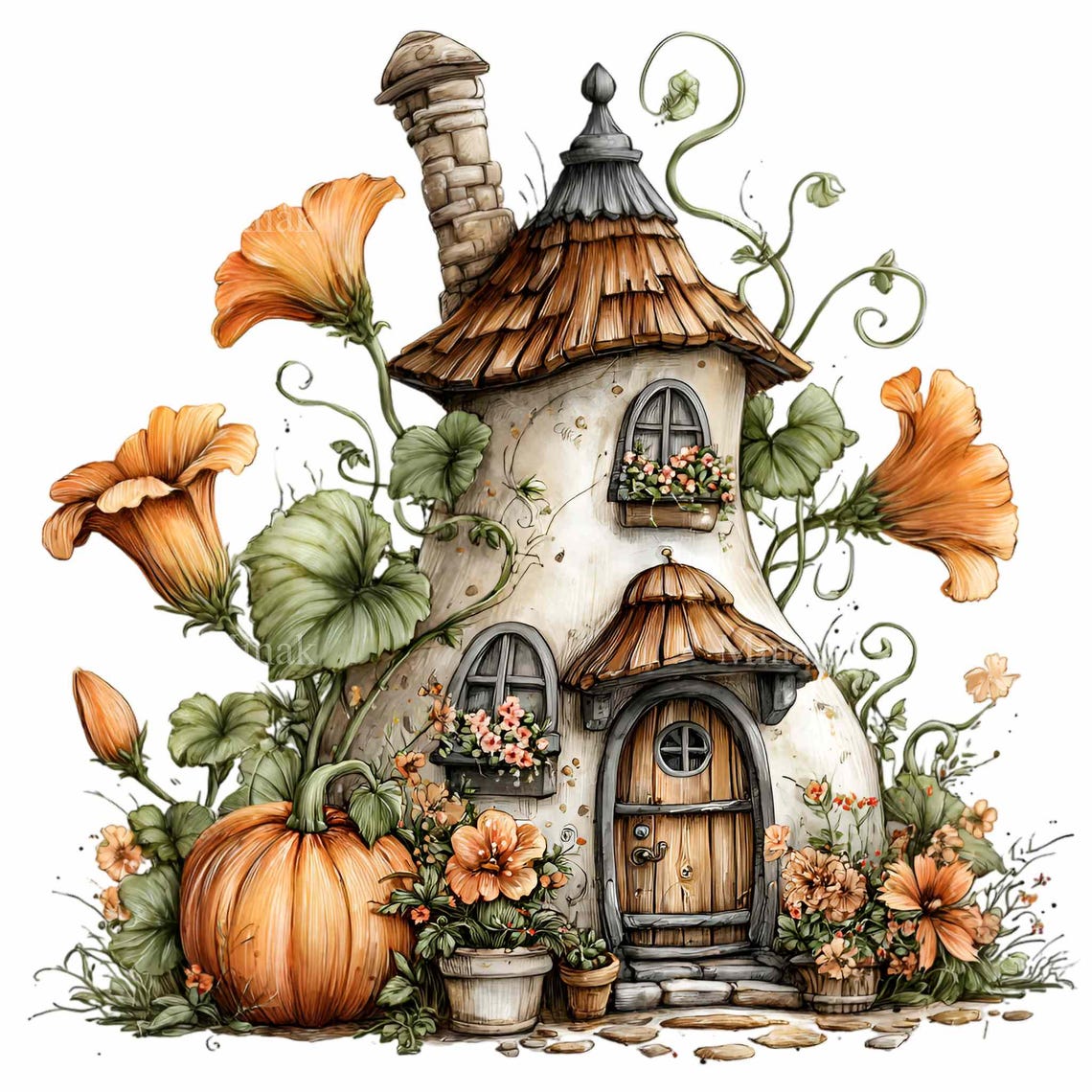 15 PNG Pumpkin House Clipart – Fall Fairy Home PNG – Cute Autumn ...