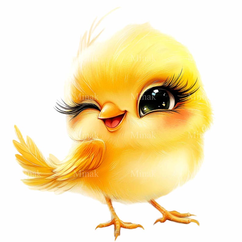 12 Cute Chick PNG Clipart Digital Download – Yellow Baby Chick With Bow ...