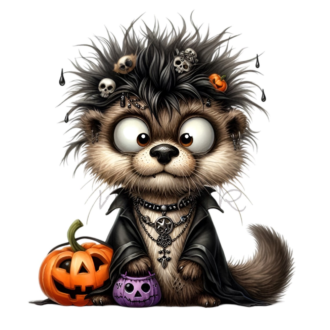 12 PNG Goth Halloween Animal PNG – Cute Spooky Otter Clipart With Fangs ...
