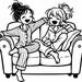 5 Funny Girls SVG Cut File - Two Stylish Friends Laughing on a Couch in ...