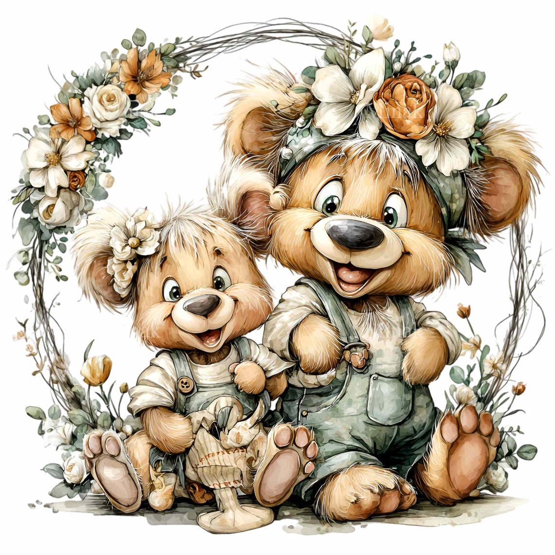 15 PNG Cute Bears Clipart – Woodland Bear Family PNG for Nursery Wall ...