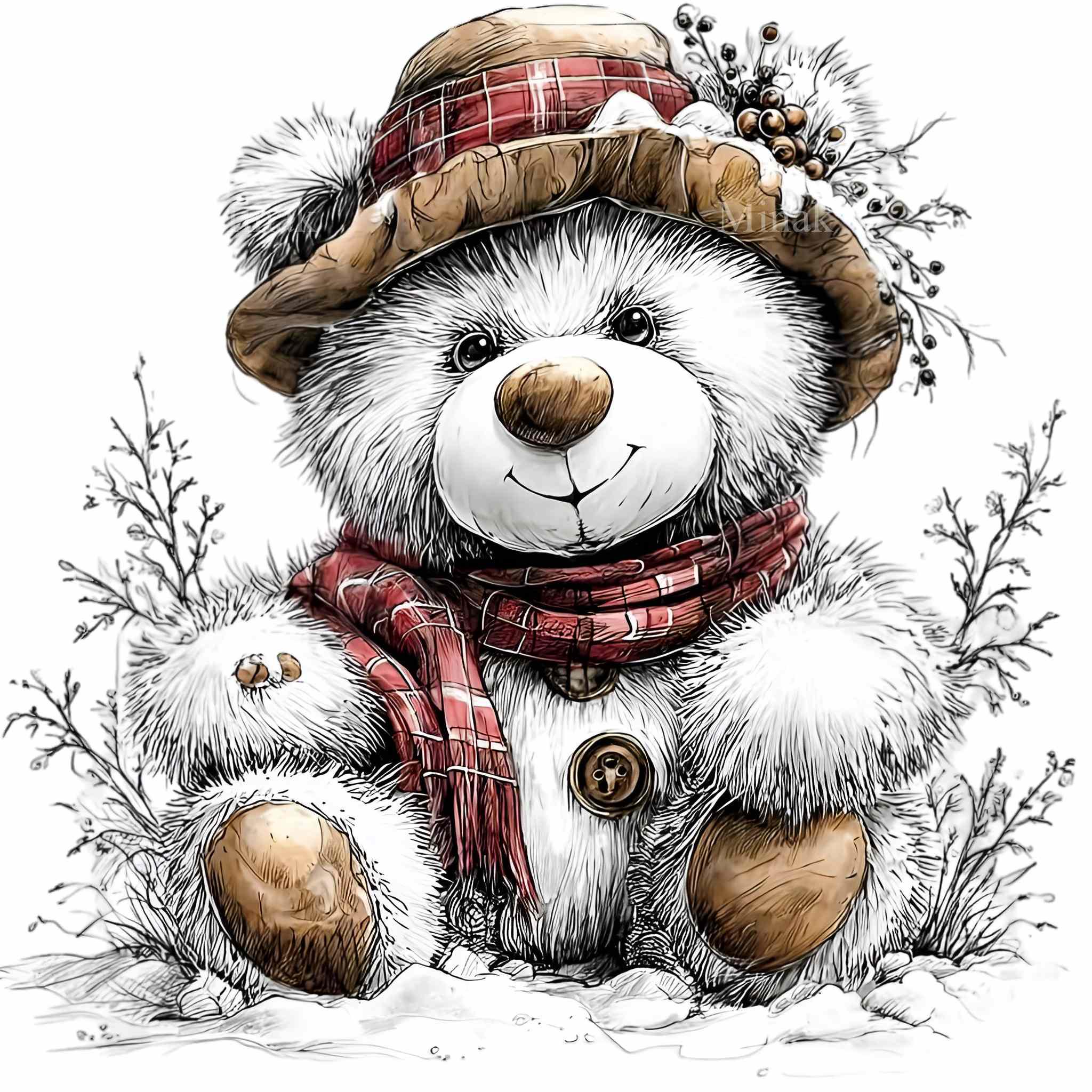 15 PNG Winter Bear Clipart - PNG Holiday Animal Illustration - Digital ...