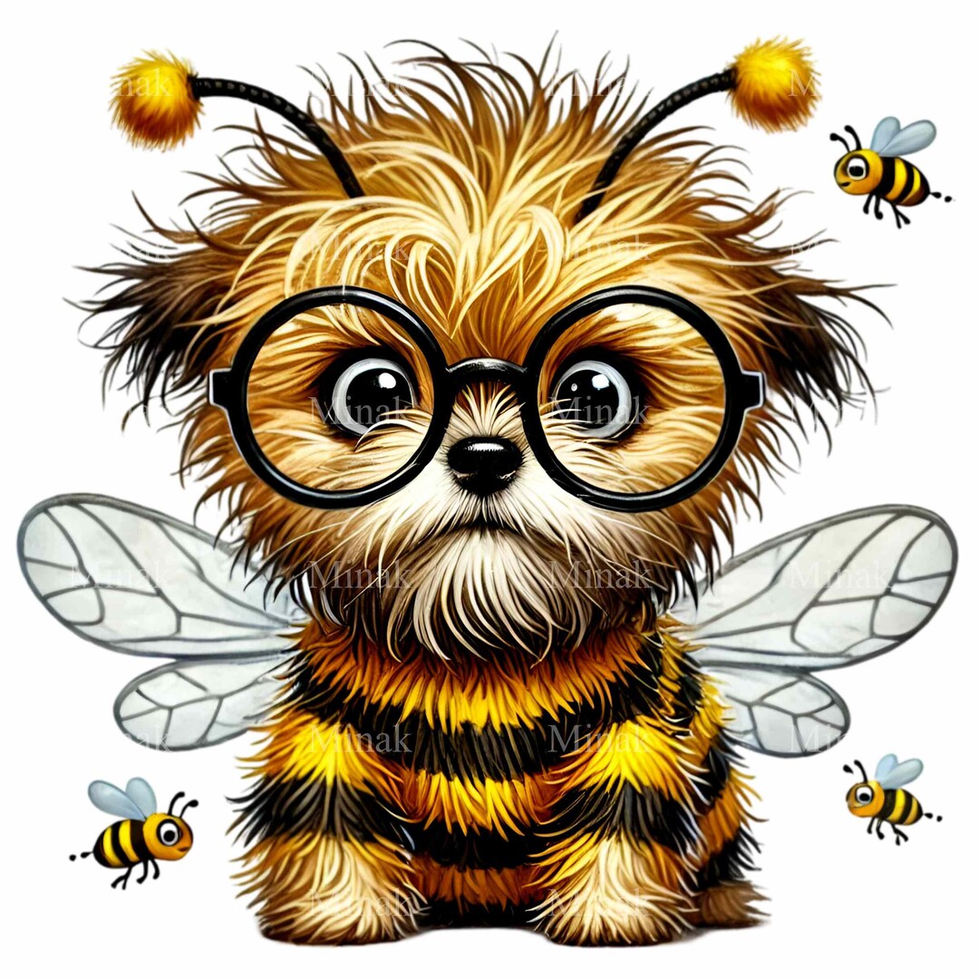 12 Bee Puppy PNG Clipart: Adorable Dog in Bumblebee Costume With Wings ...