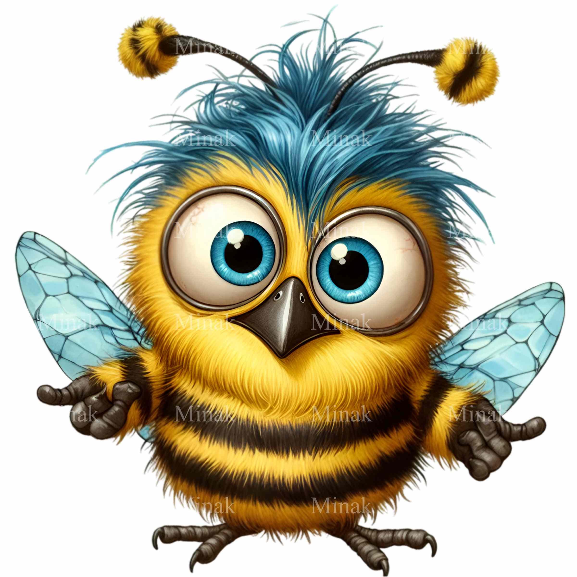 16 PNG Messy Hair Bee , Funny Bumblebee Clipart, Crazy Bird Hybrid ...