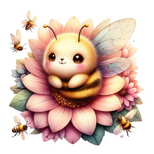 Honey Bee Clipart, Cute Bumblebee Clip Art, 15 PNG Flowers Baby Bee ...