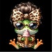 Cute Frog Leopard Print Bow Eating Ice Cream, 17 PNG Graphics Cartoon ...