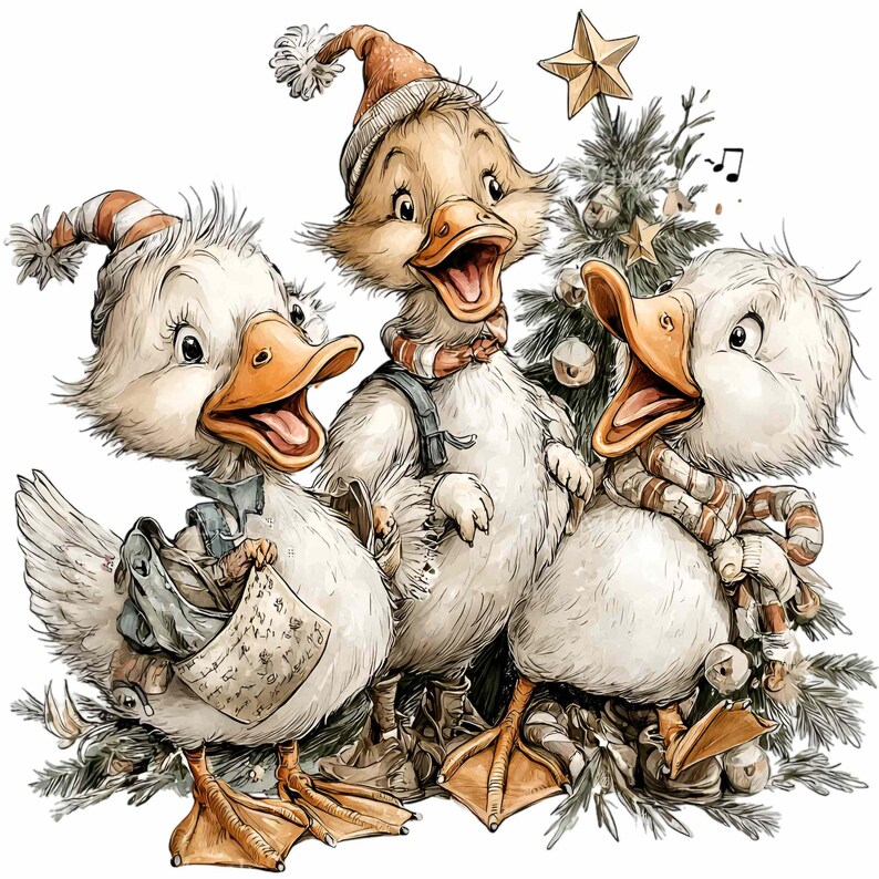 11 PNG Christmas Goose Clipart – Three Singing Geese PNG – Festive Farm ...