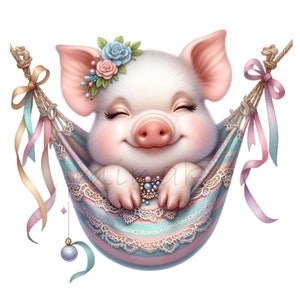 Pig Clipart PNG, 12 Watercolor Cute Piglet Farm Animal Clip Art ...