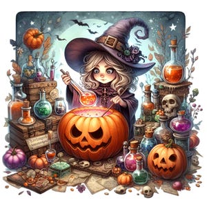Witch Brewing Potion PNG Clipart 10 Fun Halloween Digital Art With ...
