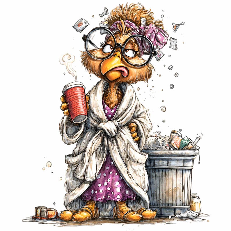 15 PNG Funny Coffee Chicken – Hen PNG Clipart – Tired Morning Rooster ...