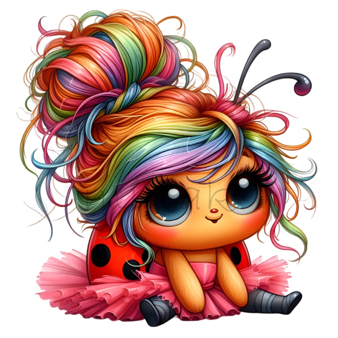 Funny Ladybug Rainbow Clipart, 15 PNG Funny Insect Lovers Gift Kids ...