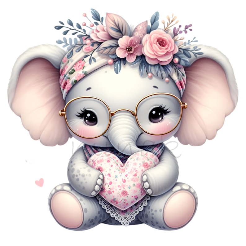 15 PNG Elephant Clipart PNG – Baby Girl Elephant With Glasses and ...