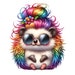 Rainbow Hedgehog Cute Baby Animal Clipart 12 PNG Illustration, Digital ...