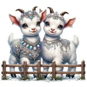 Princess Goat Twins Clipart Adorable Goat Illustration 10 PNG - Etsy