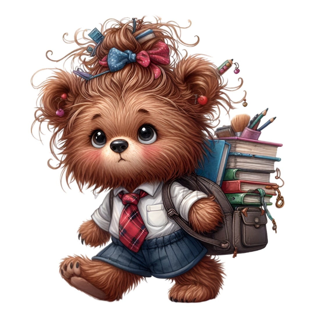 Bear Go to School Student Kindergarten Clipart 15 PNG Illustration ...