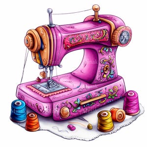 12 Pink Sewing Machine PNG Clipart, Transparent Background, Decorative ...