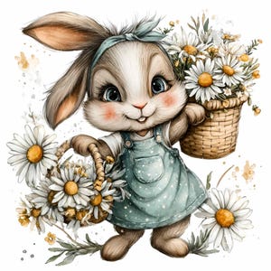 14 PNG Spring Bunny Clipart – Rabbit PNG – Daisy Flower Digital ...