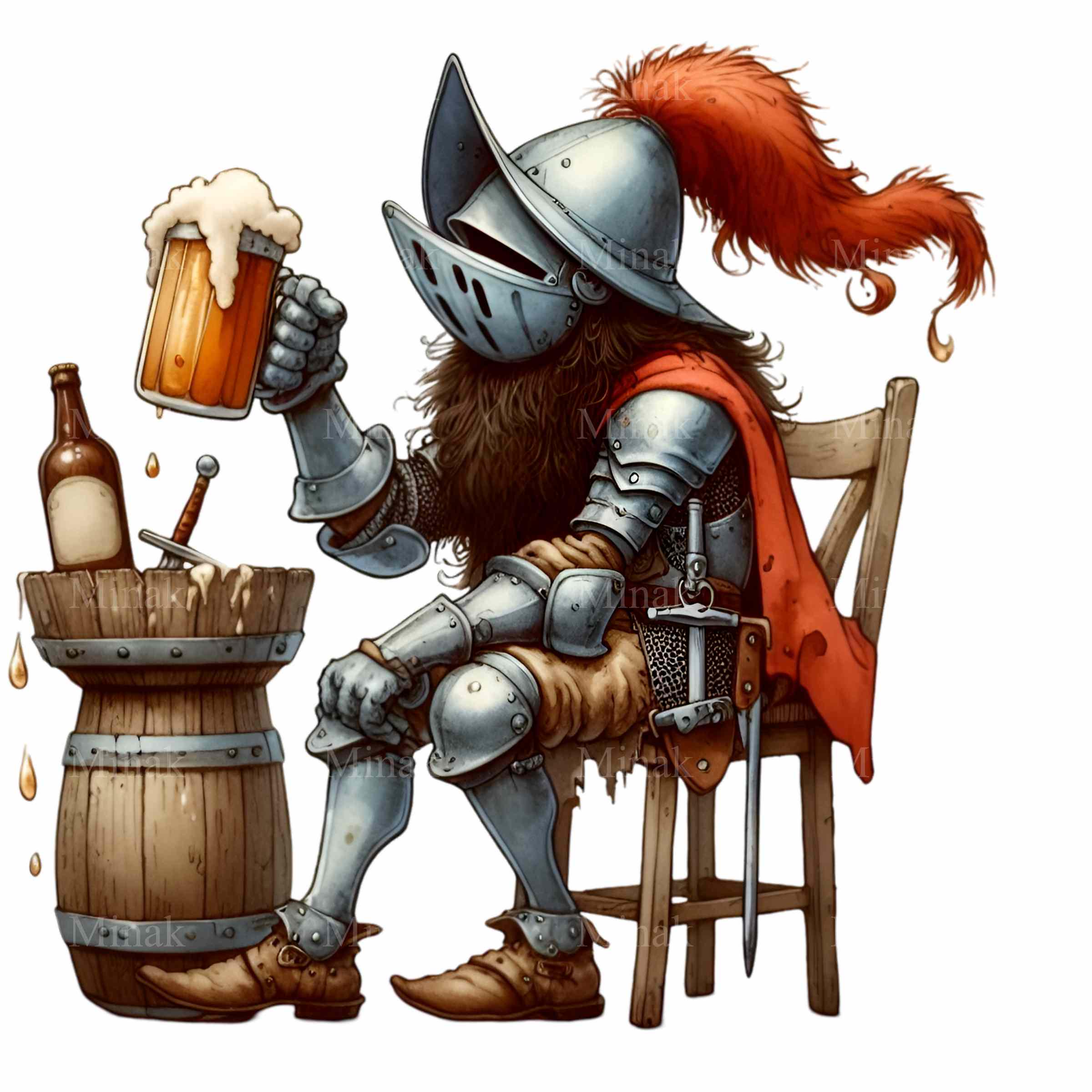 15 PNG Medieval Knight Beer, Fantasy Tavern Clipart, Crusader Design - Etsy
