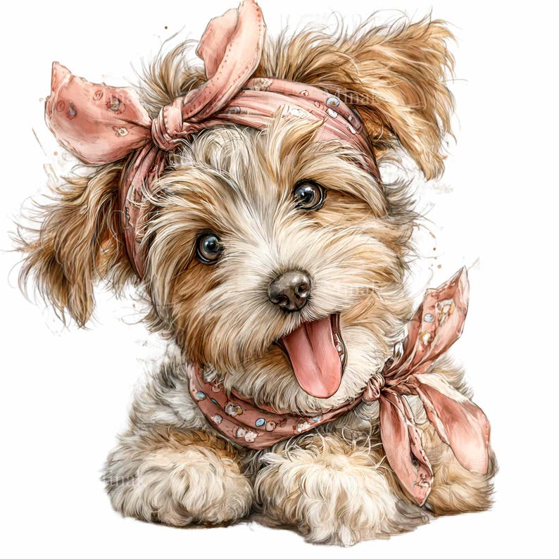 16 PNG Funny Dog Clipart – Happy Puppy Illustration With Bow Jewelry ...