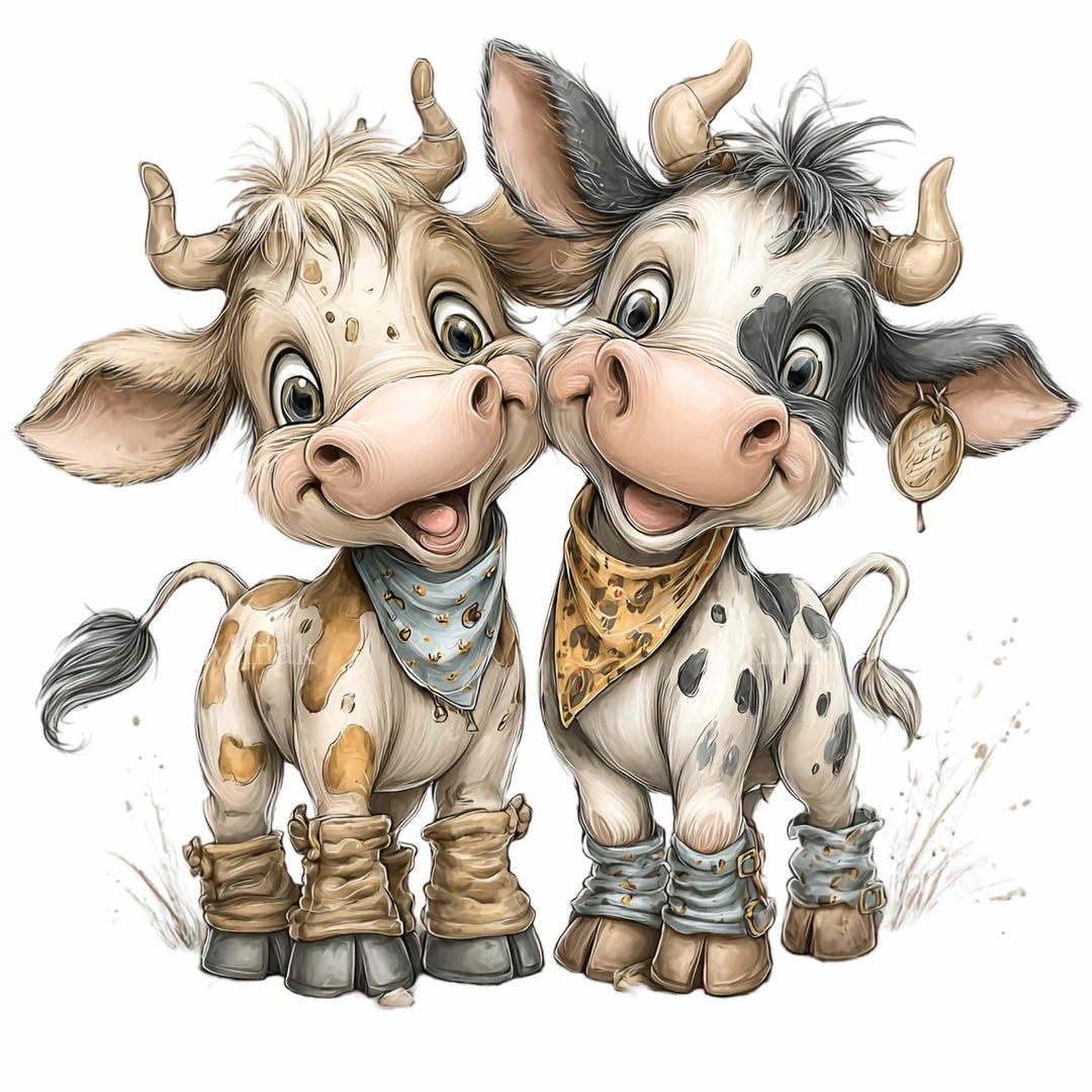 15 PNG Cute Cow Friends Clipart – Farm Animal PNG for Sublimation ...