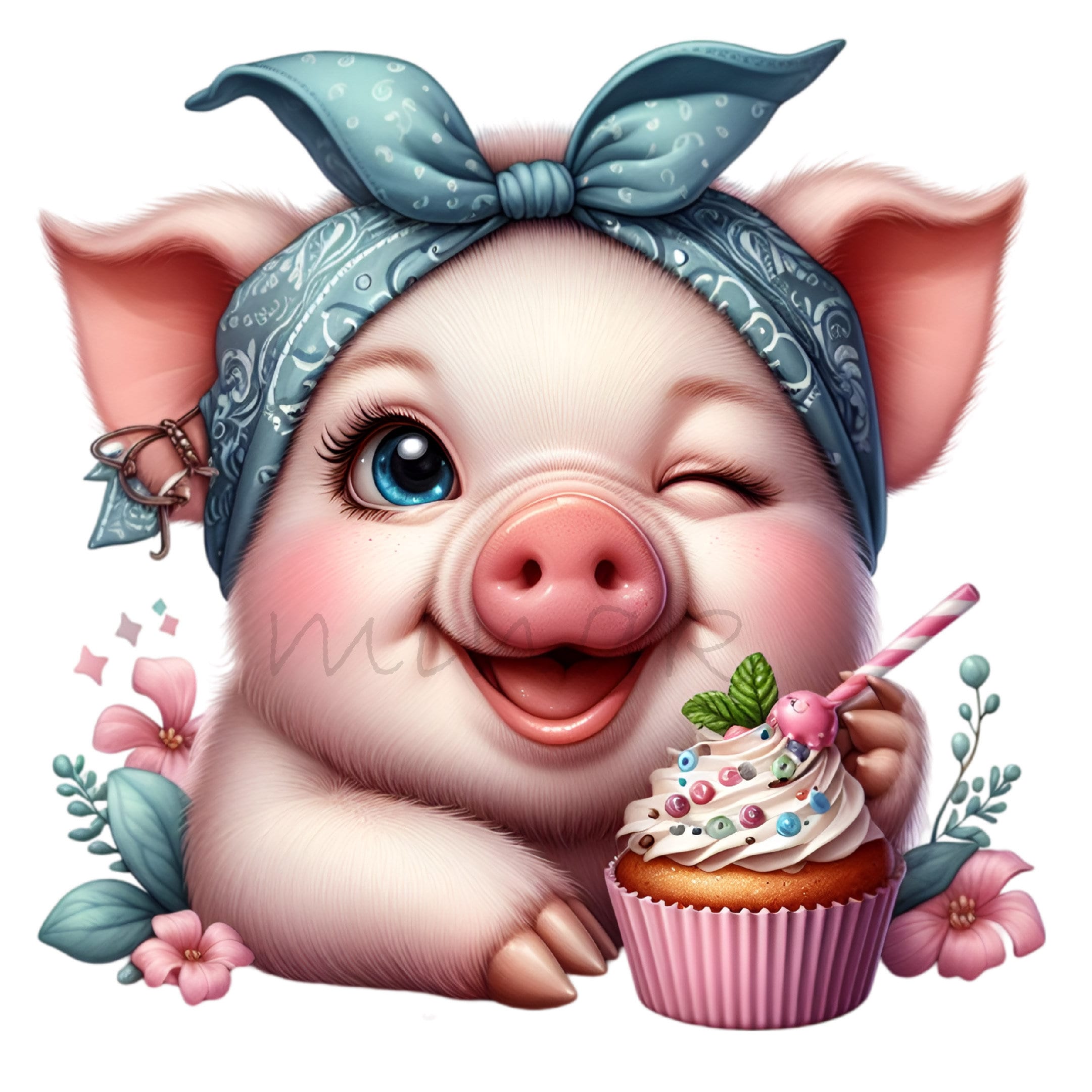 10 PNG Cupcake Pig Clipart – Cute Piglet Sweet – Digital Download for ...