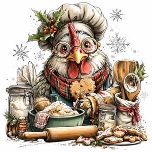 12 PNG Christmas Baking Chicken Holiday Chef Clipart - Etsy