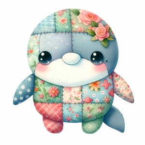 12 Patchwork Dolphin PNG Clipart, Cute Floral Dolphin With Buttons and ...