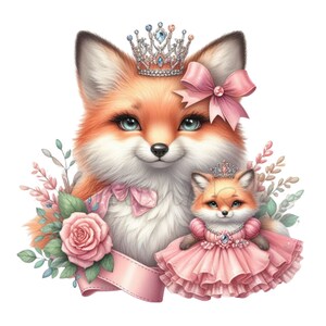 10 PNG Princess Fox Clipart – Mother Baby Illustration, Fairytale ...