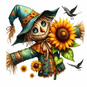 15 Cute Scarecrow PNG Clipart – Sunflower, Straw Hat, Plaid Shirt ...