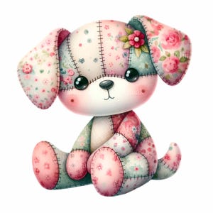 Patchwork Puppy PNG Clipart | 14 Cute Quilted Dog Illustration | Floral ...