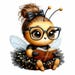 12 Bee Reading PNG Clipart | Cute Bee With Glasses and Book | Whimsical ...