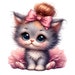 Kitten Ballerina Clip Art, 15 PNG Cute Girl Pink Tutu Ballet Baby Cat ...