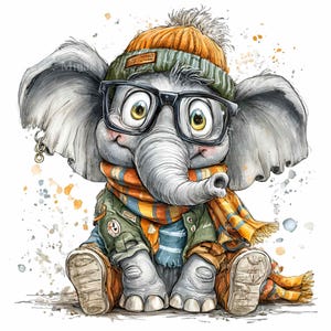 10 PNG Cold Weather Animal – Elephant PNG Clipart – Cute Winter Art for ...