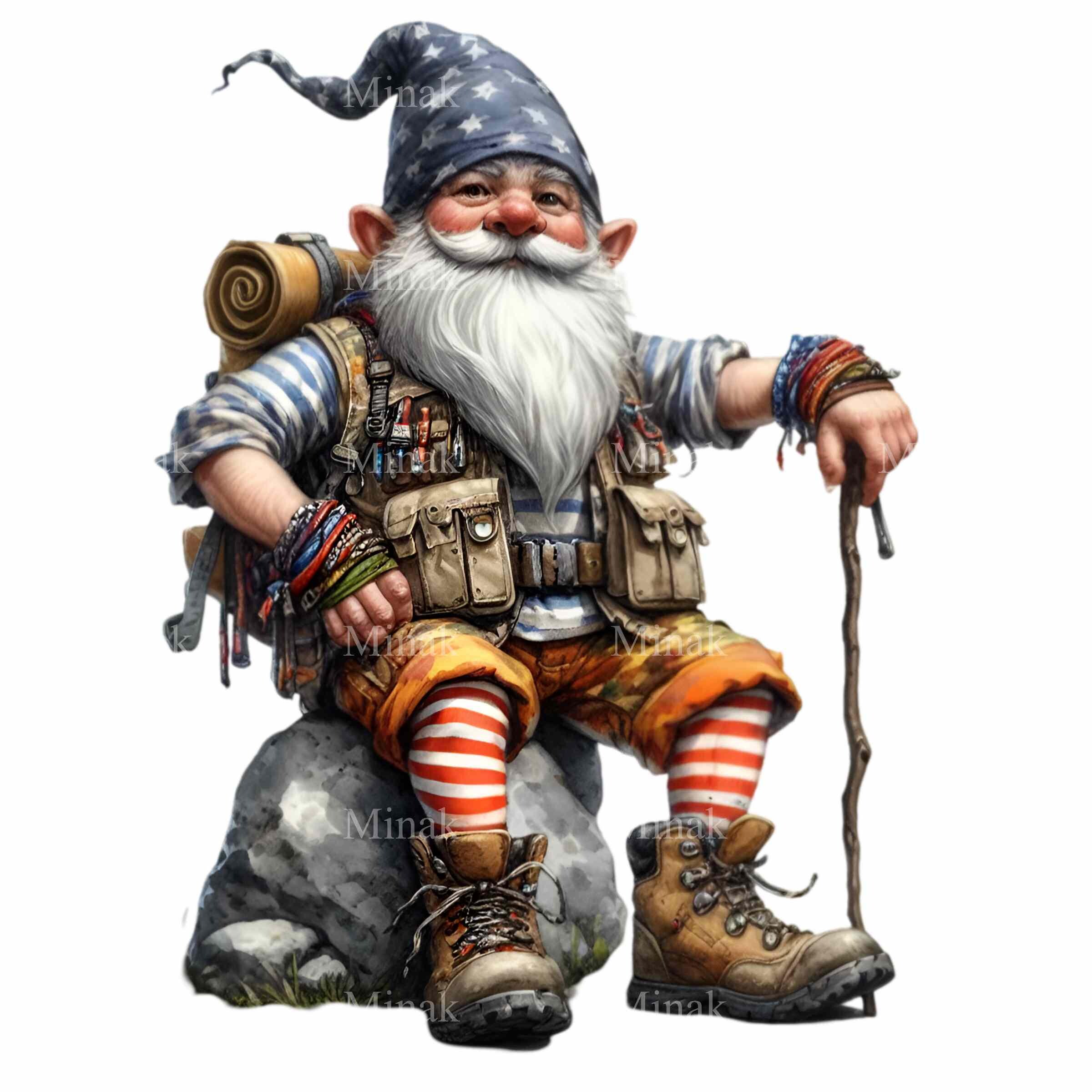 15 PNG Crafting Hiker Gnome – Artist Gnome – Funny Clipart for Makers ...