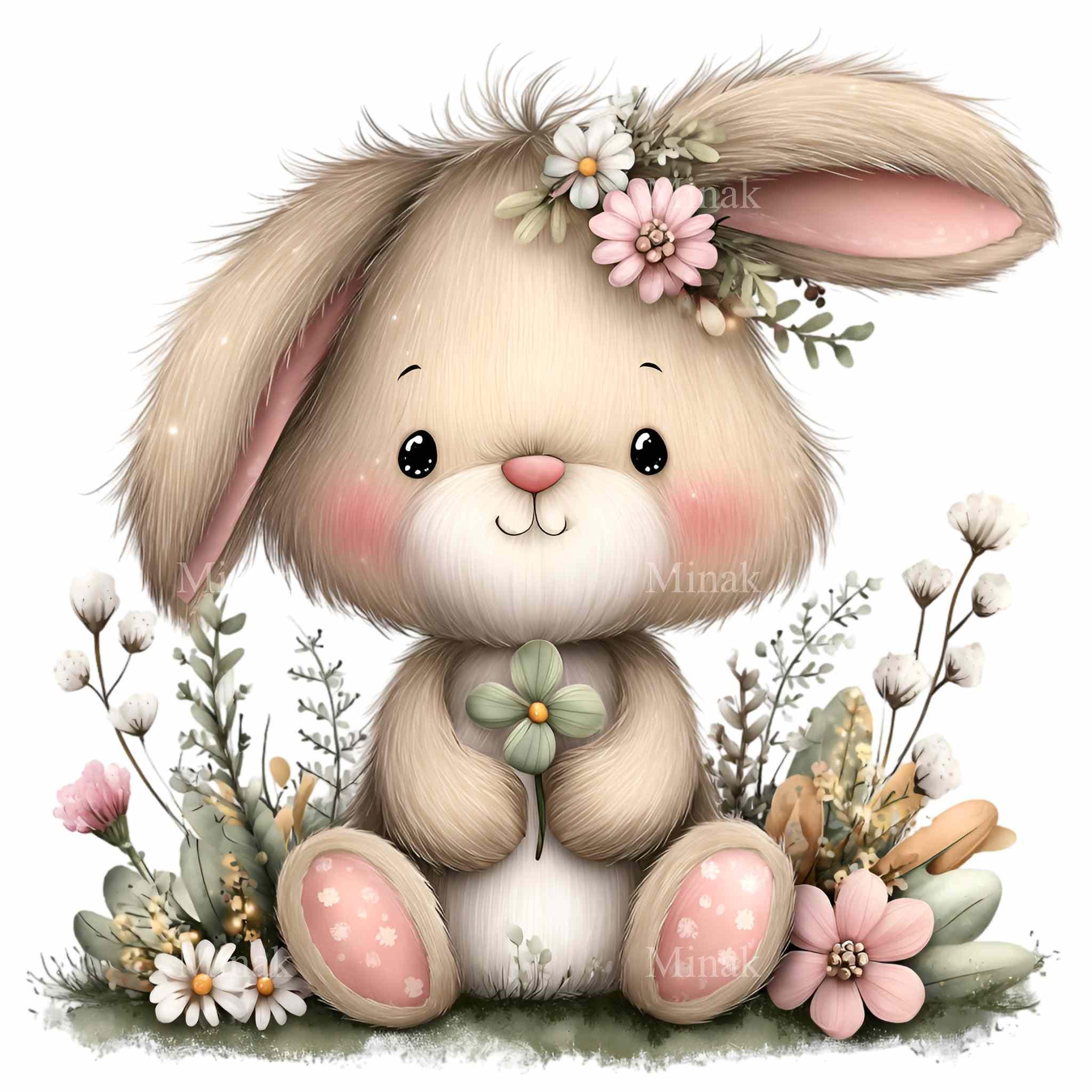 15 PNG Spring Bunny PNG – Cute Rabbit Clipart With Flowers, Pastel ...