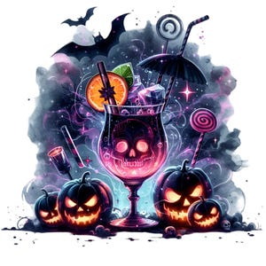 Witch's Brew Halloween Cocktail Watercolor Clipart 10 Spooky Drink Art ...