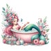 Mermaid Clip Art, Spa Clipart, 15 PNG Watercolor Bath Relaxation Clip ...