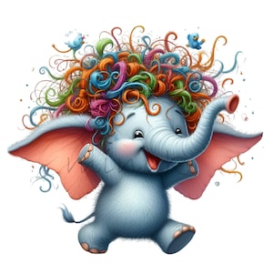 15 PNG Rainbow Elephant Clipart - Cute Animal Illustration - Kids Party ...