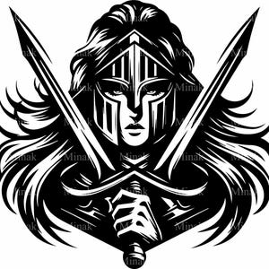 6 SVG Female Warrior SVG Cut File, Armored Lady With Twin Swords ...
