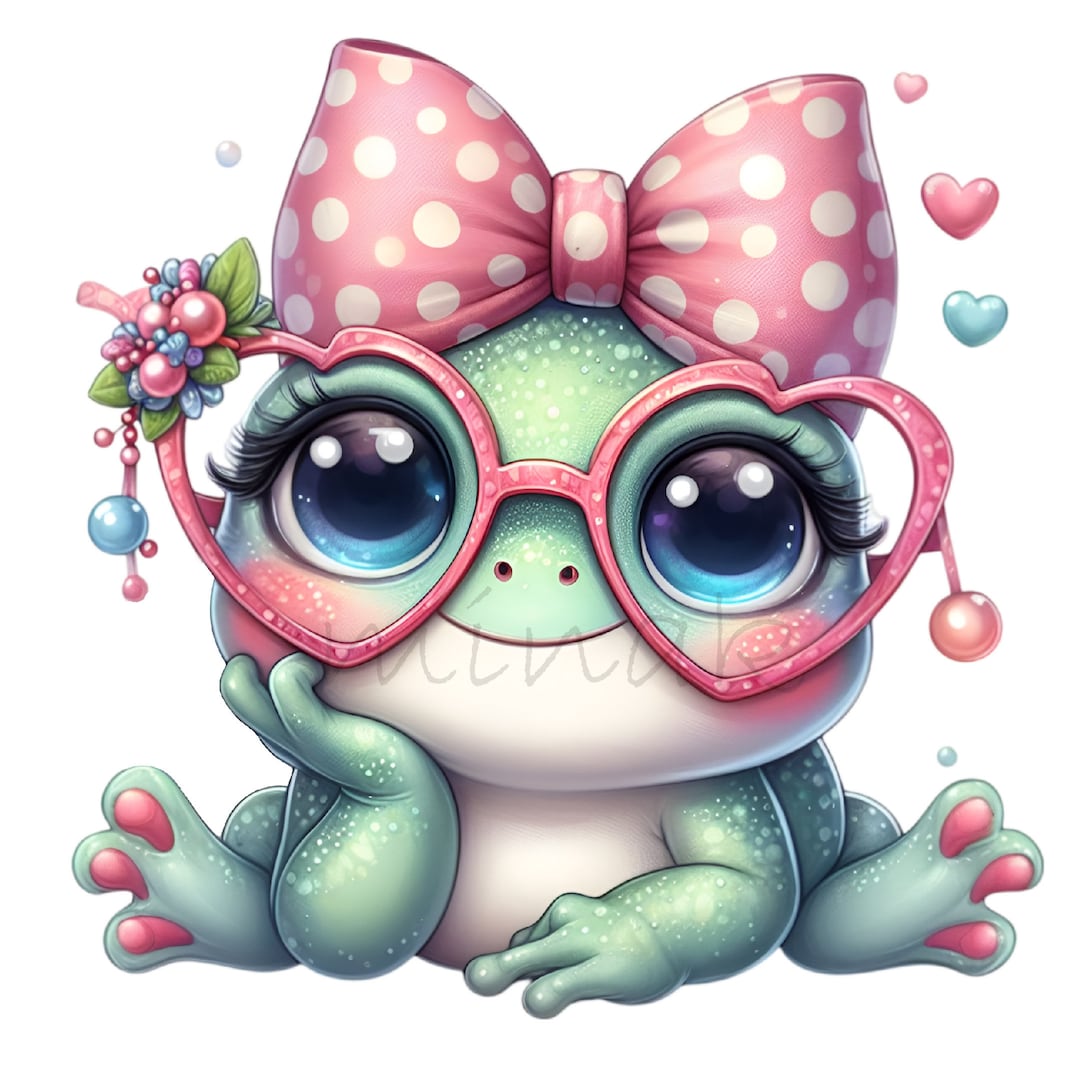 Frog Clip Art, 12 PNG Funny Girl Clipart, Polka Dots Bow, Funny Grandma ...