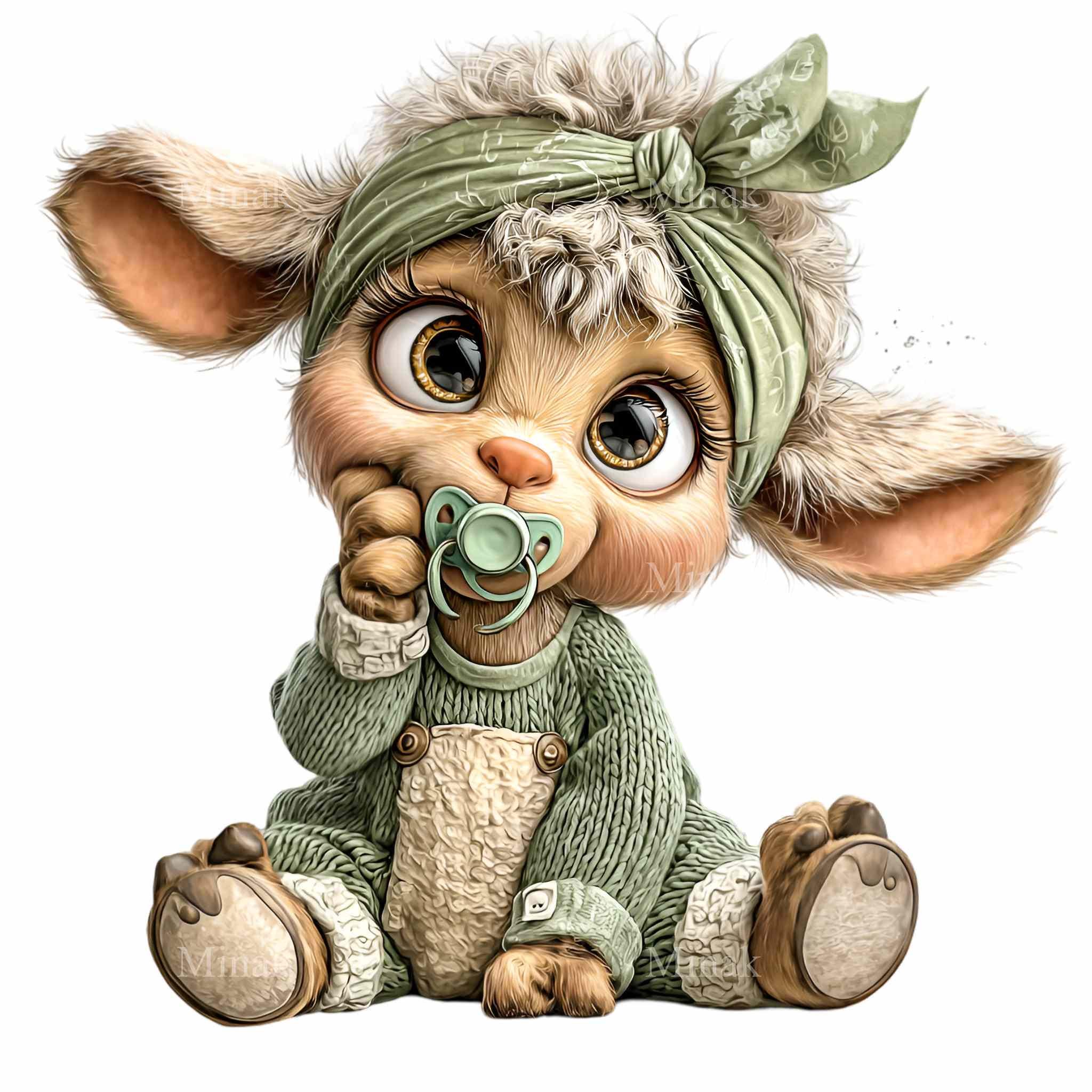 16 PNG Baby Lamb Clipart – Cute Sheep PNG With Pacifier and Headband ...