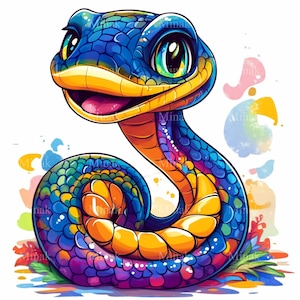 16 Colorful Snake PNG Clipart - Vibrant Cartoon Snake With Bright ...