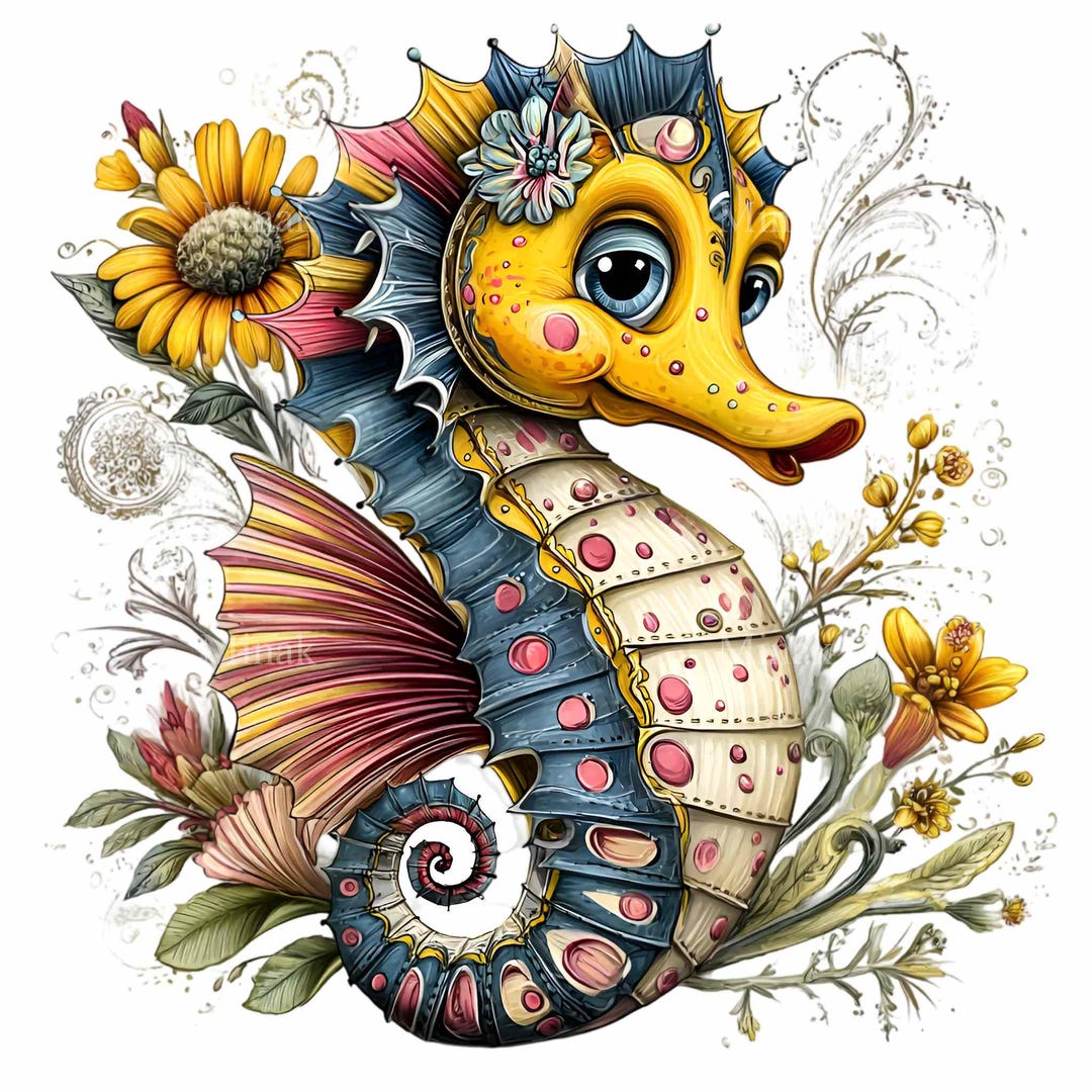 15 PNG Seahorse Clipart – Ocean Animal PNG for Summer Crafts, Beach ...