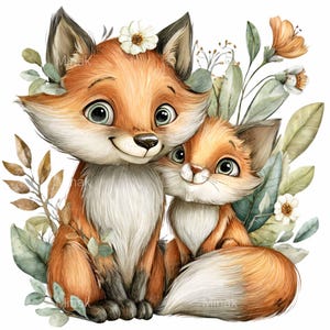 14 PNG Familie Clipart - Mama und Baby Fuchs digitaler Download für ...