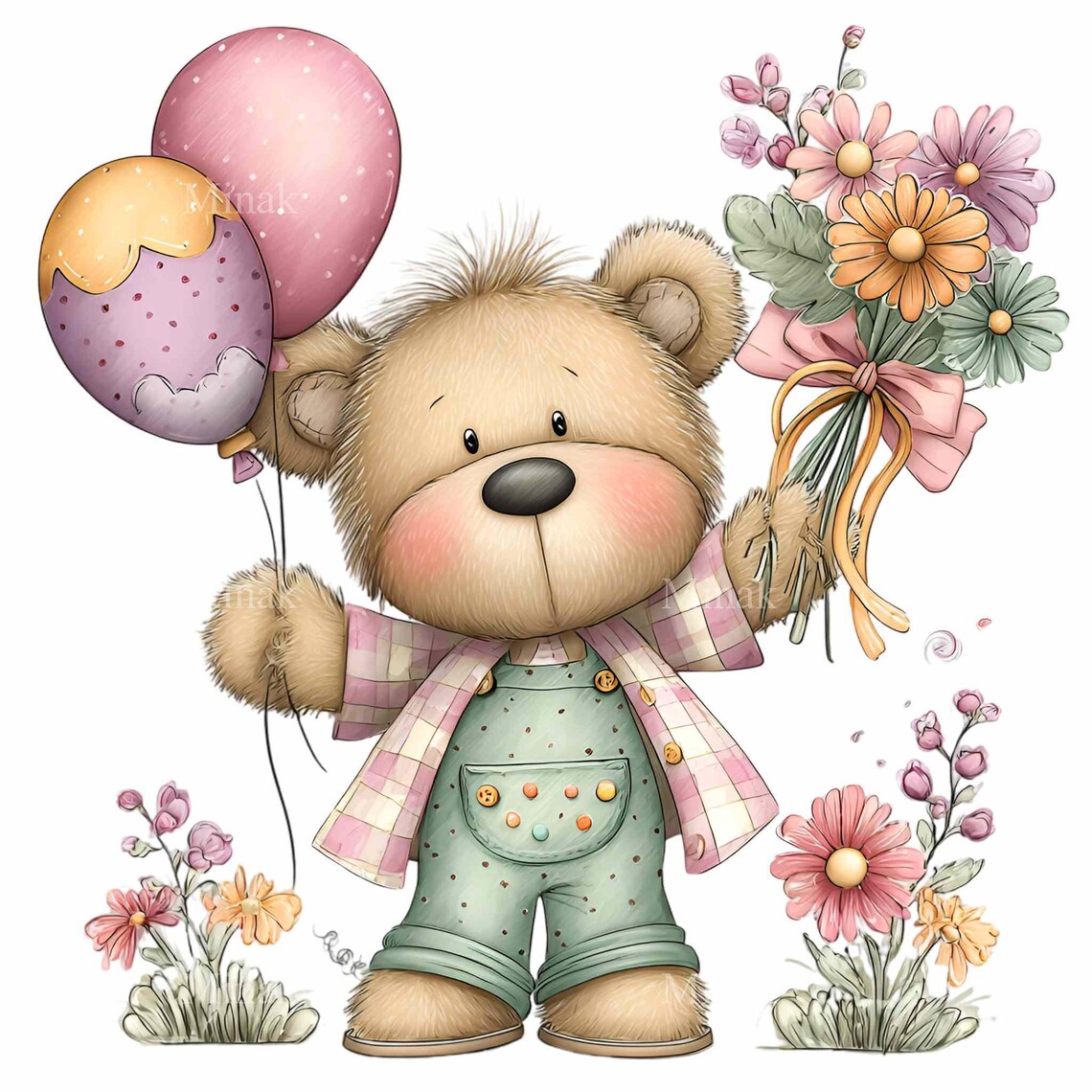 16 PNG Birthday Bear Clipart – Cute Bear PNG for Nursery Wall Art, Baby ...